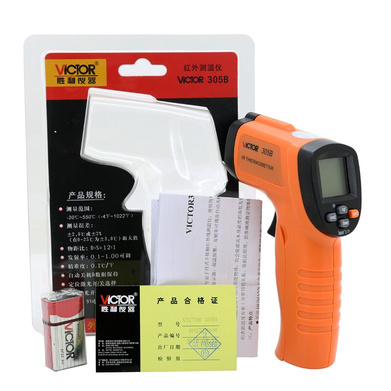 胜利仪器(VICTOR) 测温枪红外线测温仪温度枪电子测温器 VC303B VC305B标配+9V充电套购买_参数_图片_报价-北京泰亚赛福检测仪器-北京泰亚赛福检测仪器